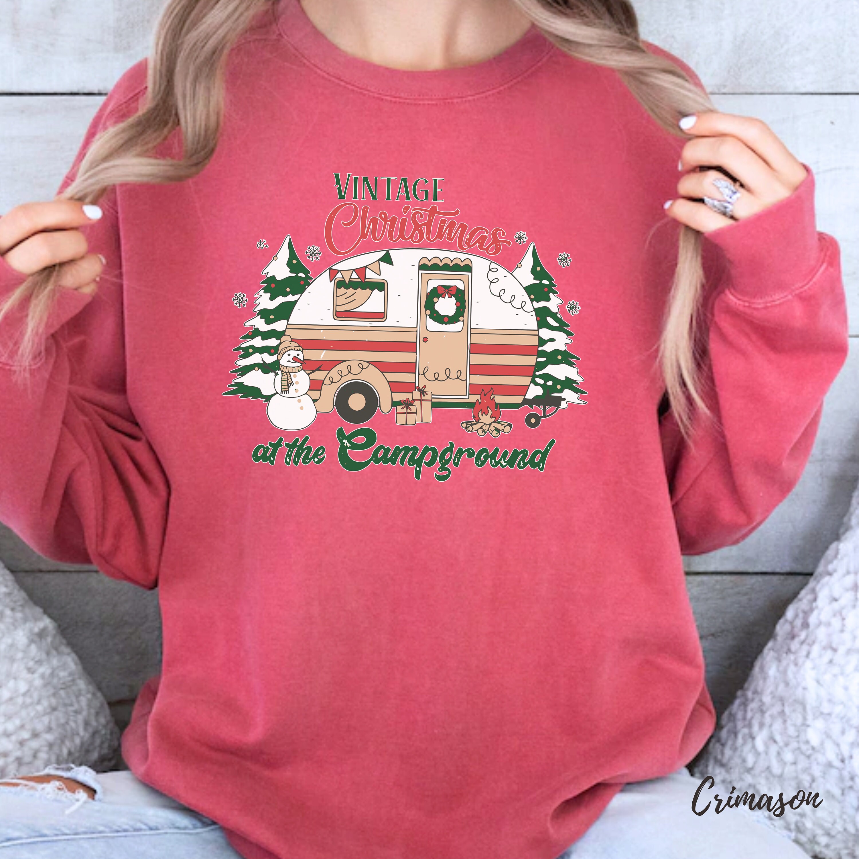 Happy Camper Longlseeve T, Retro Camper Sweatshirt, Vintage Christmas T ...
