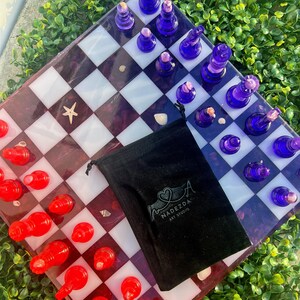 Customizable Epoxy Resin Chess Set, Seashells Chess, Handmade Chess Set ...