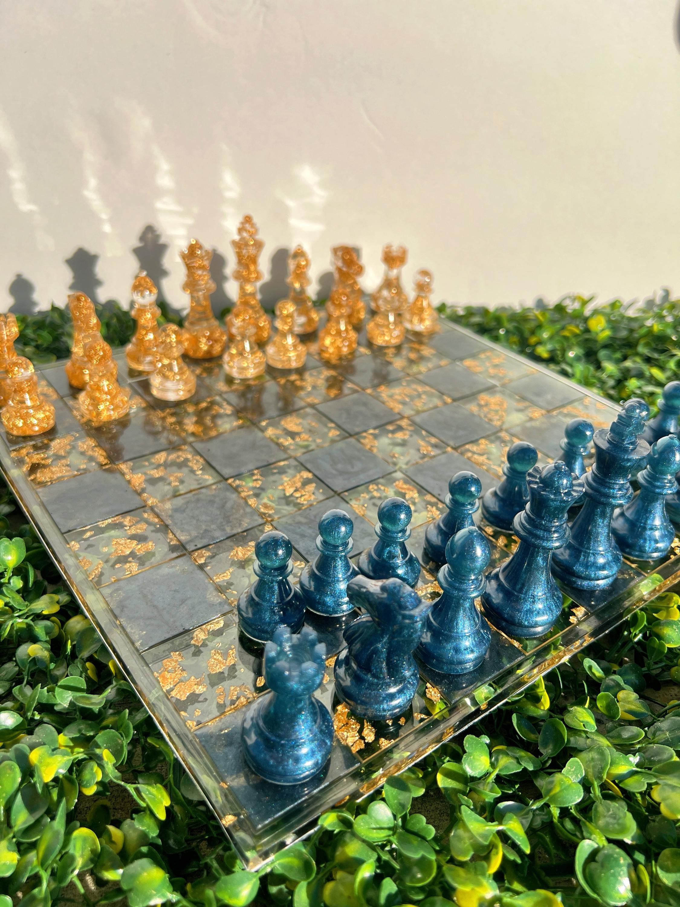 Customizable Epoxy Resin Chess Set, Handmade Chess Set, Unique Chess ...