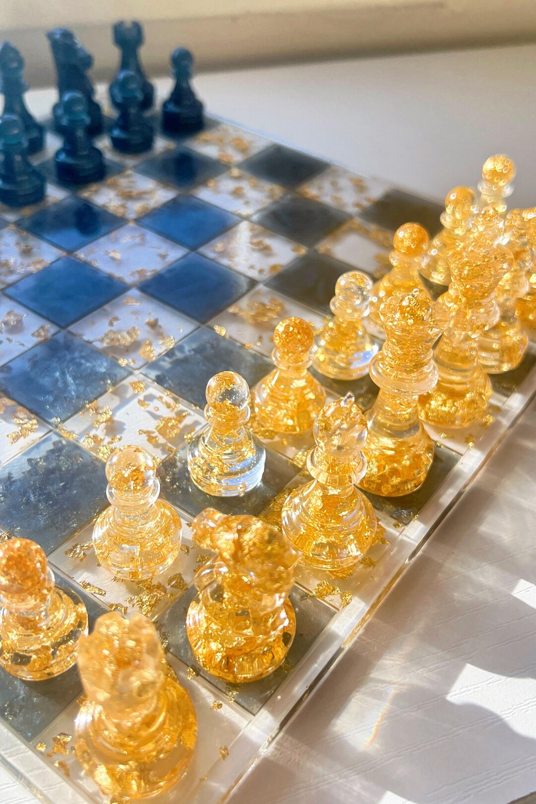 Customizable Epoxy Resin Chess Set, Handmade Chess Set, Unique Chess ...