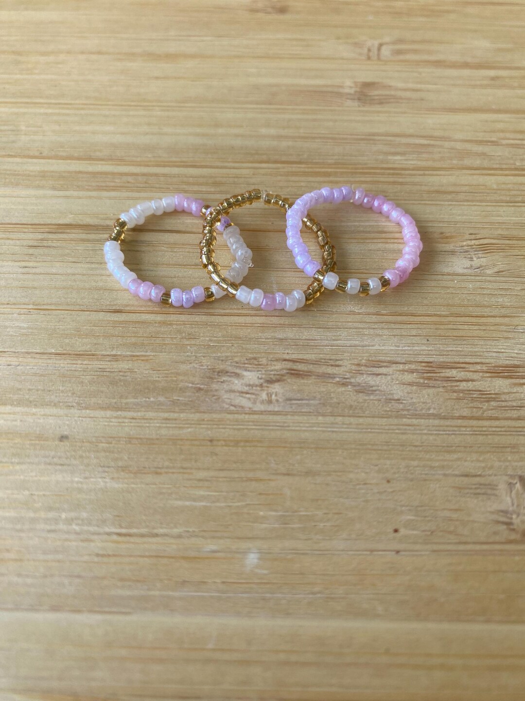 Dainty Glass Seed Bead Rings, Stackable Rings, Beaded Rings, Handmade ...