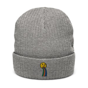 Smiley Face Rainbow Beanie: Cool and Colorful Sky Design With X-eyed ...