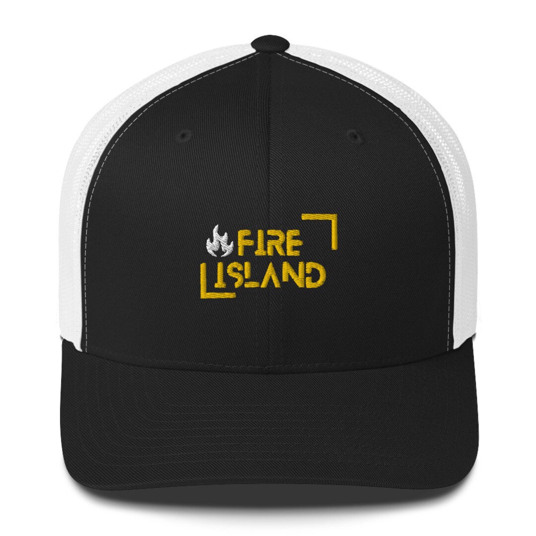 Fire Island Trucker Hat | Fire Logo With Brackets Baseball Cap - Etsy