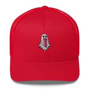 Ghost Trucker Hat: Cool Ghost With Tongue-out Trendy 'X' Glasses Logo ...