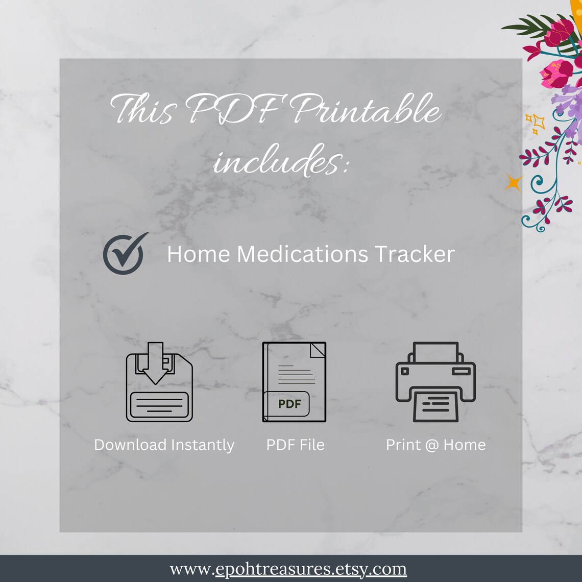 Home Medications Tracker Digital PDF Form, Patient Home Medications Log ...