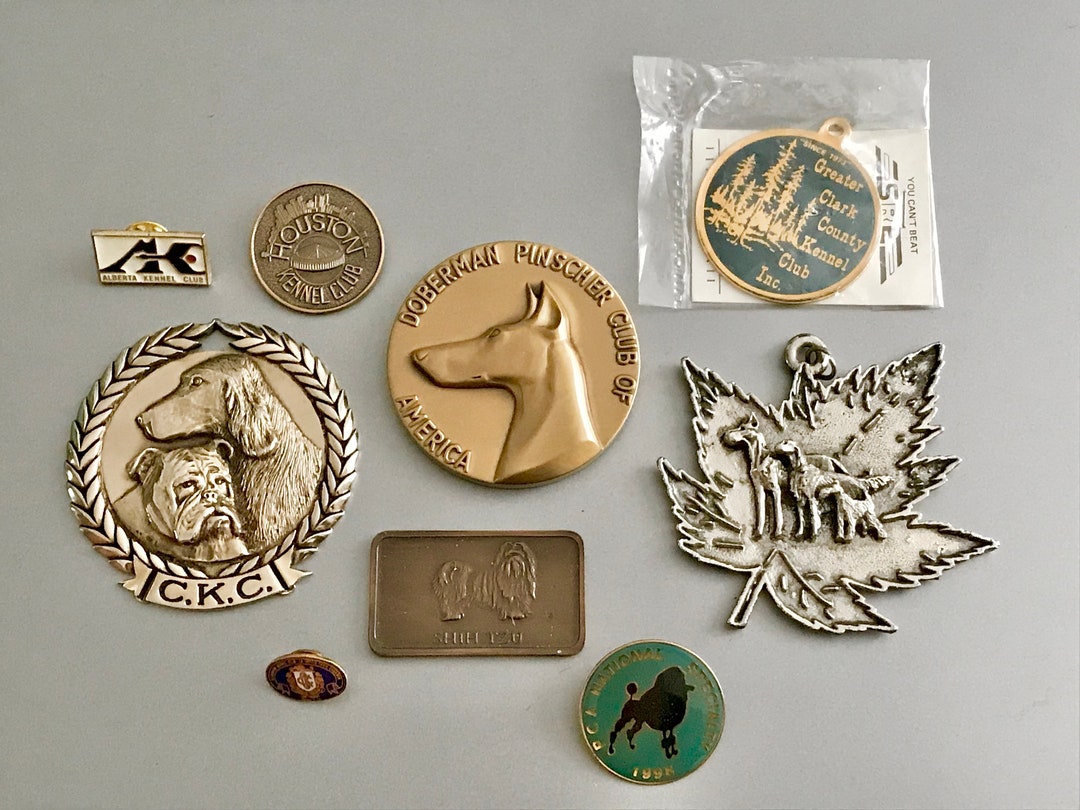 Vintage Dog Kennel Award Medals / Doberman / Poodle / Shih Tzu / Trophy ...