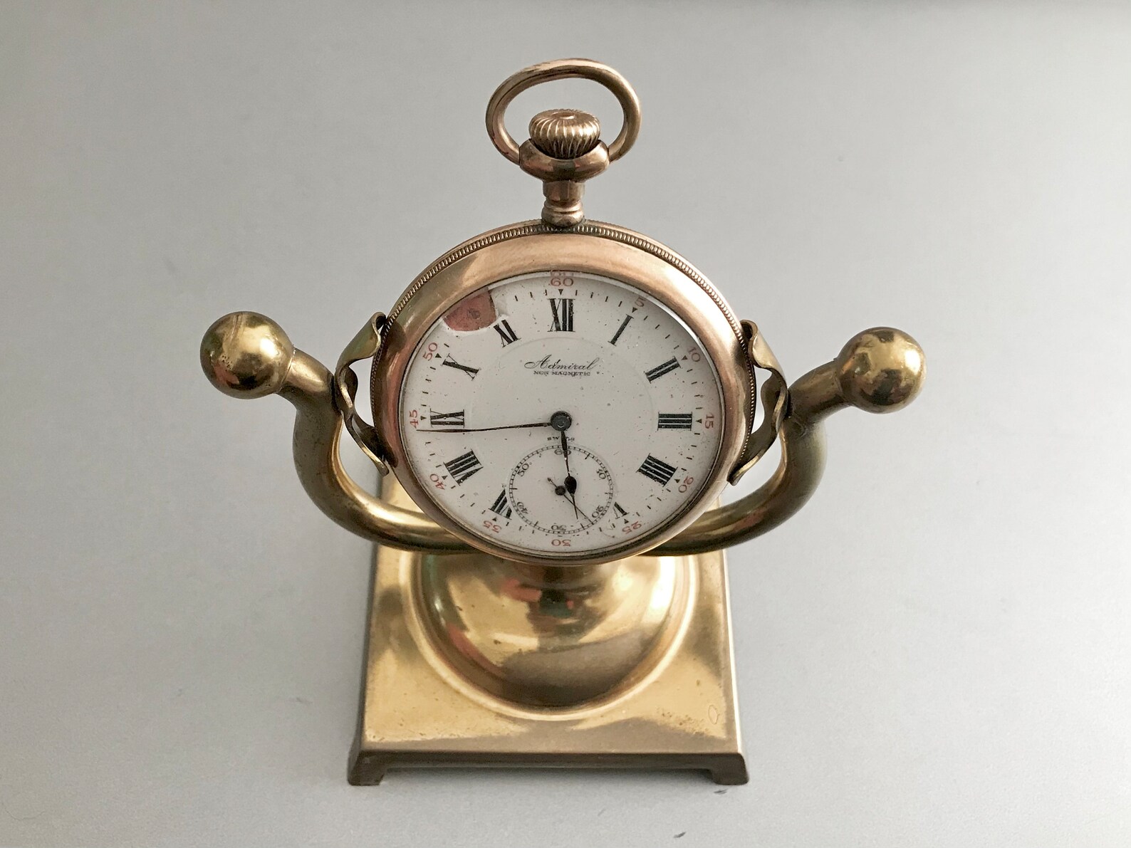 Antique Pocket Watch & Stand / Gold Filled / Admiral Non Magnetic ...