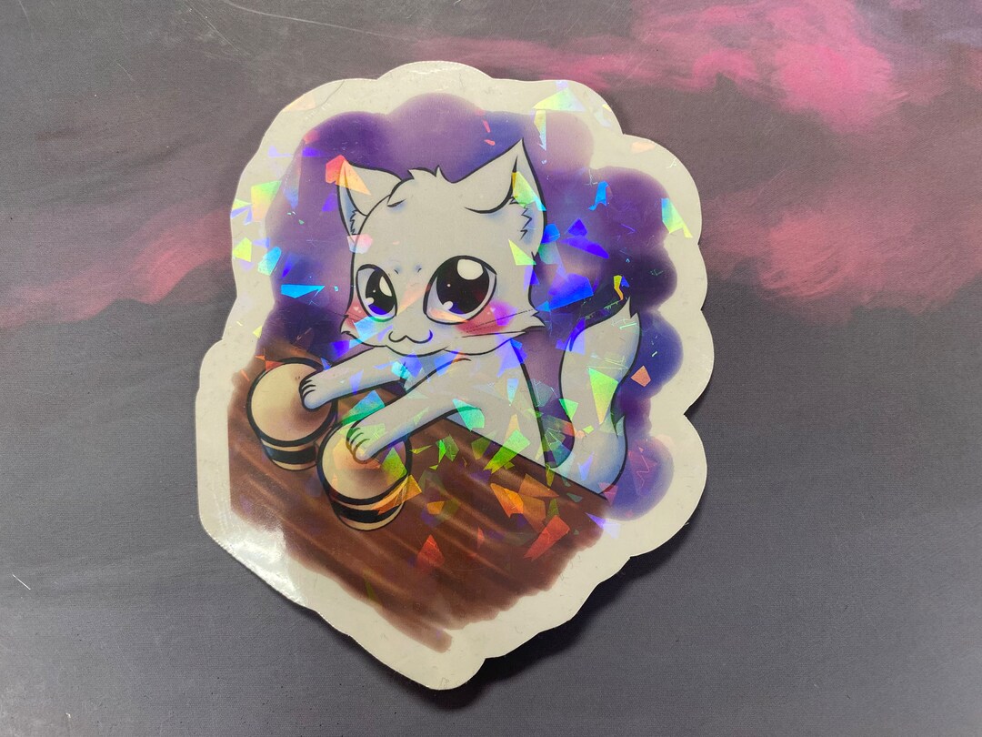 Bongo Cat Sticker Cat With Bongos Kawaii Chibi Cat Sticker - Etsy