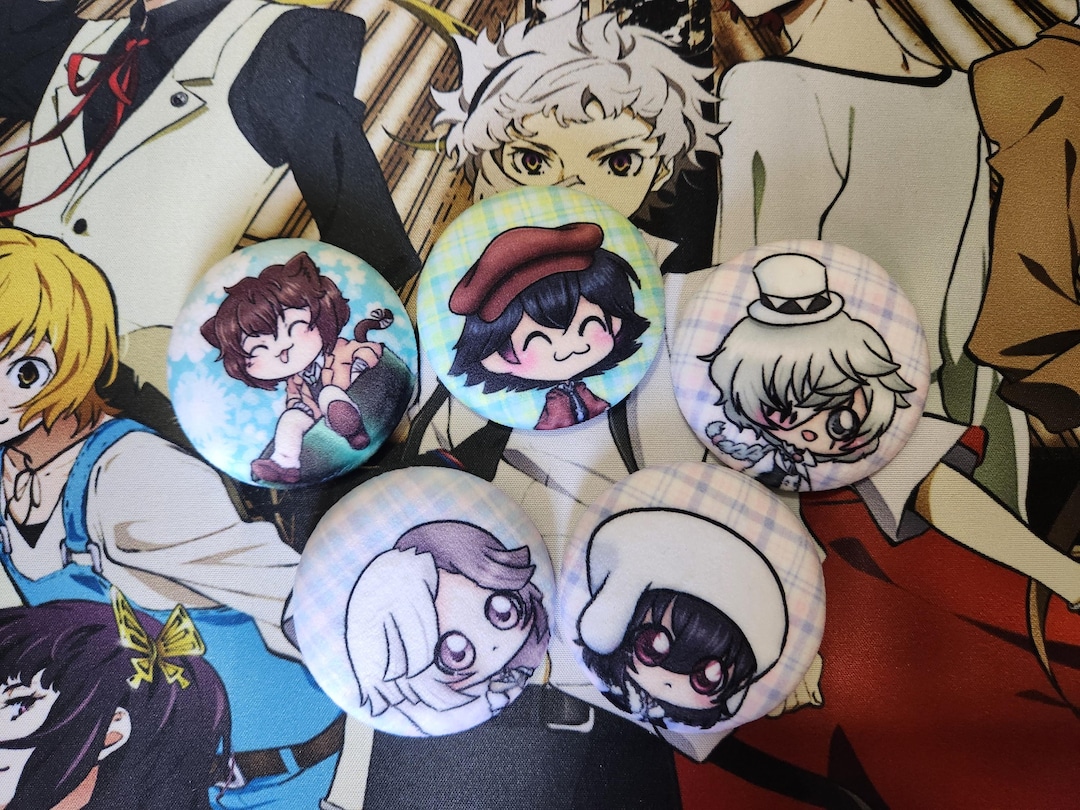 BSD Plush Badges Catzai Dazai Osamu Ranpo Edogawa Sigma Fyodor ...