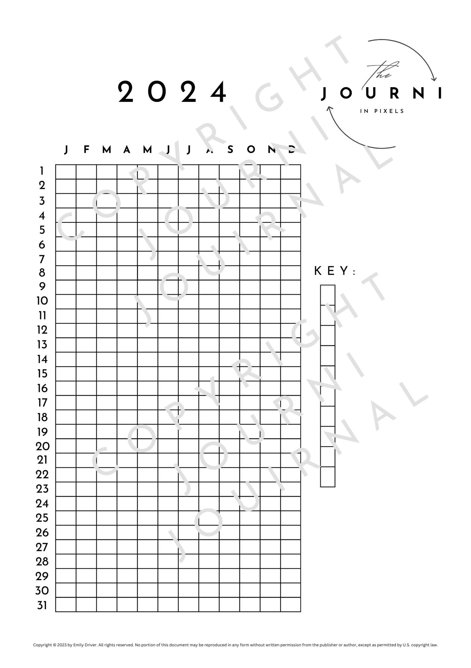 The Journi in Pixels, A One Year Pixel Chart of Your Life, Simple ...