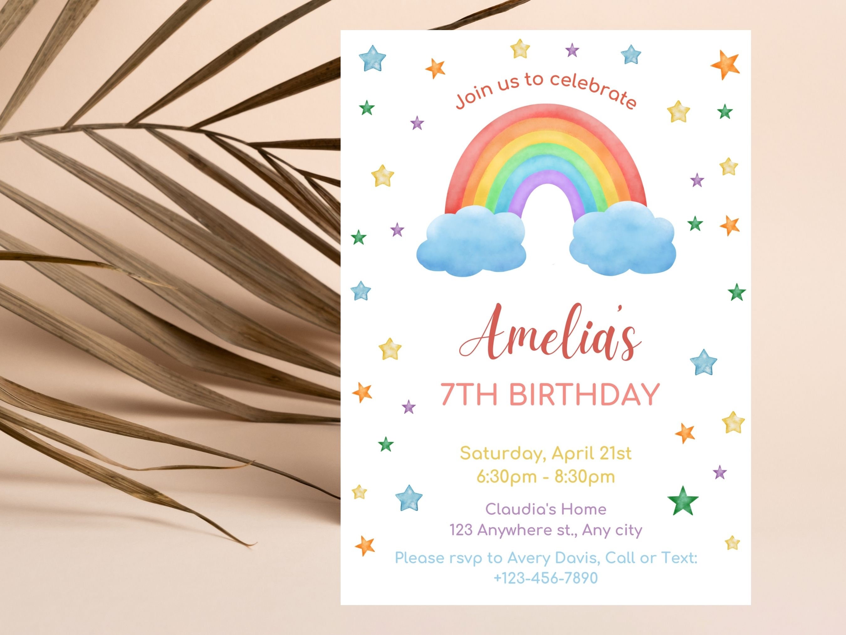 Rainbow Card Printable Rainbow Card Printable Digital - Etsy