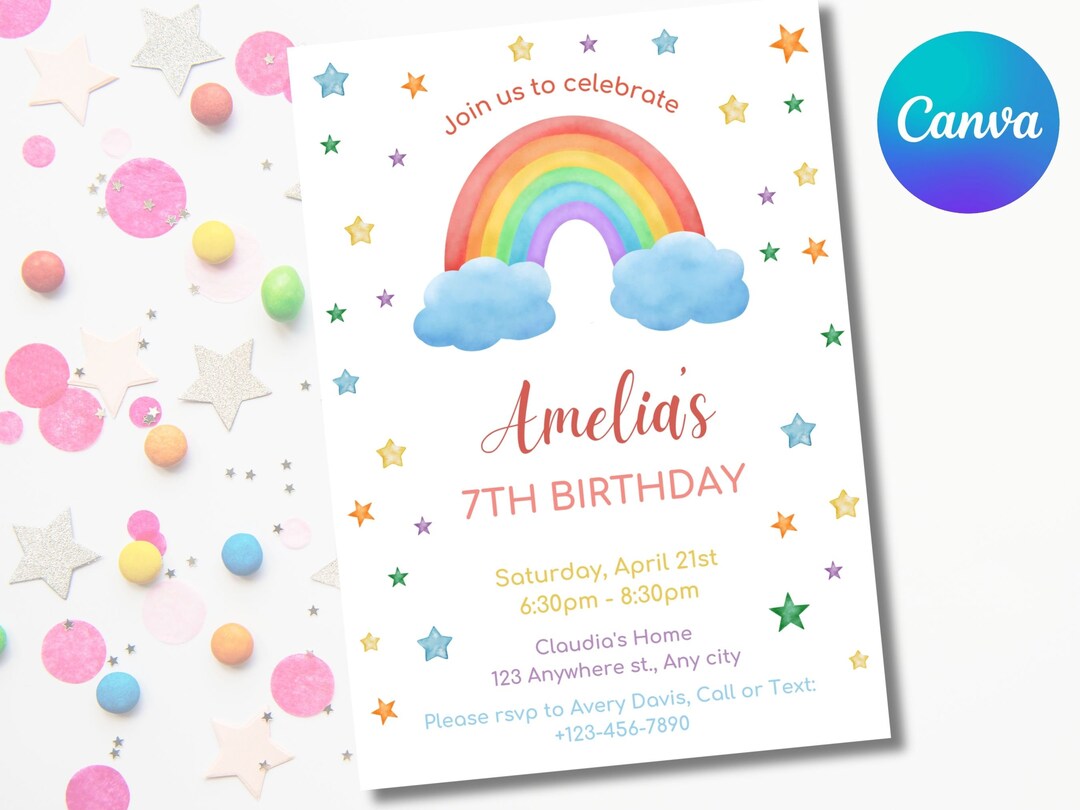 Rainbow Card, Printable Rainbow Card, Printable, Digital, Rainbow ...