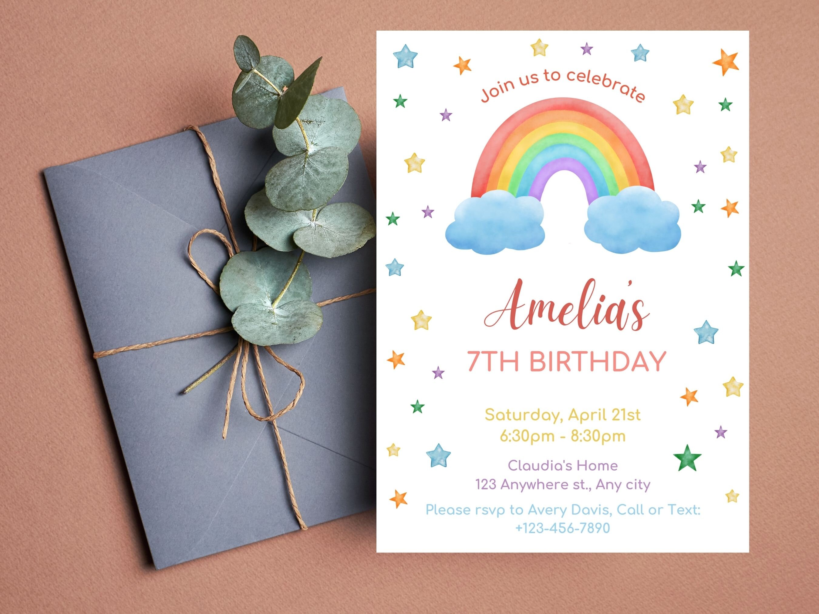 Rainbow Card, Printable Rainbow Card, Printable, Digital, Rainbow ...