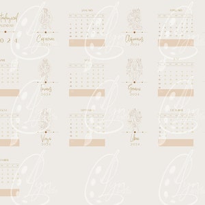 Zodiac Signs Astrology 2024 Calendar - Printable Digital Download - PNG ...