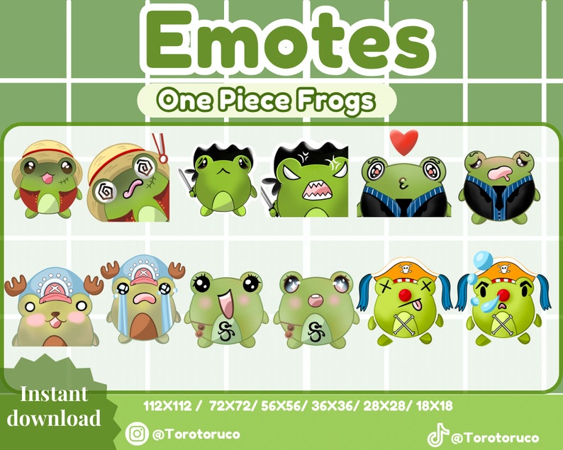 Twitch One Piece Anime Kawaii Cute Frog Emotes/ Sub Badges - Etsy