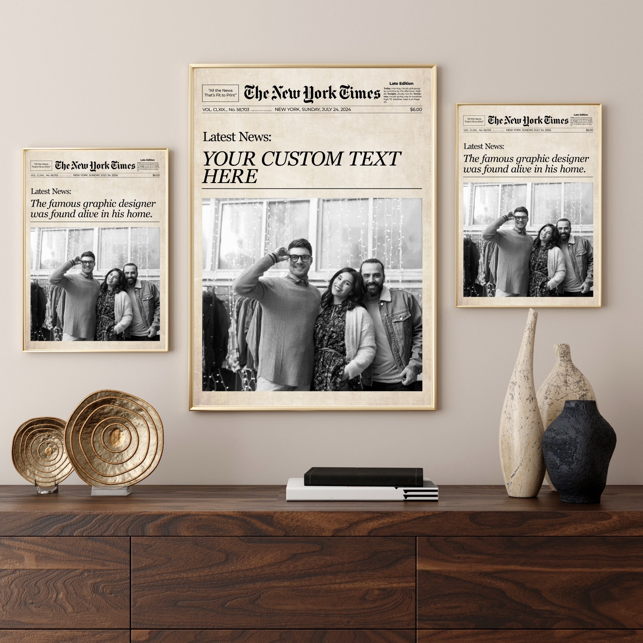 Custom Newspaper Print, Personalized New York Newspaper Wall Art ...