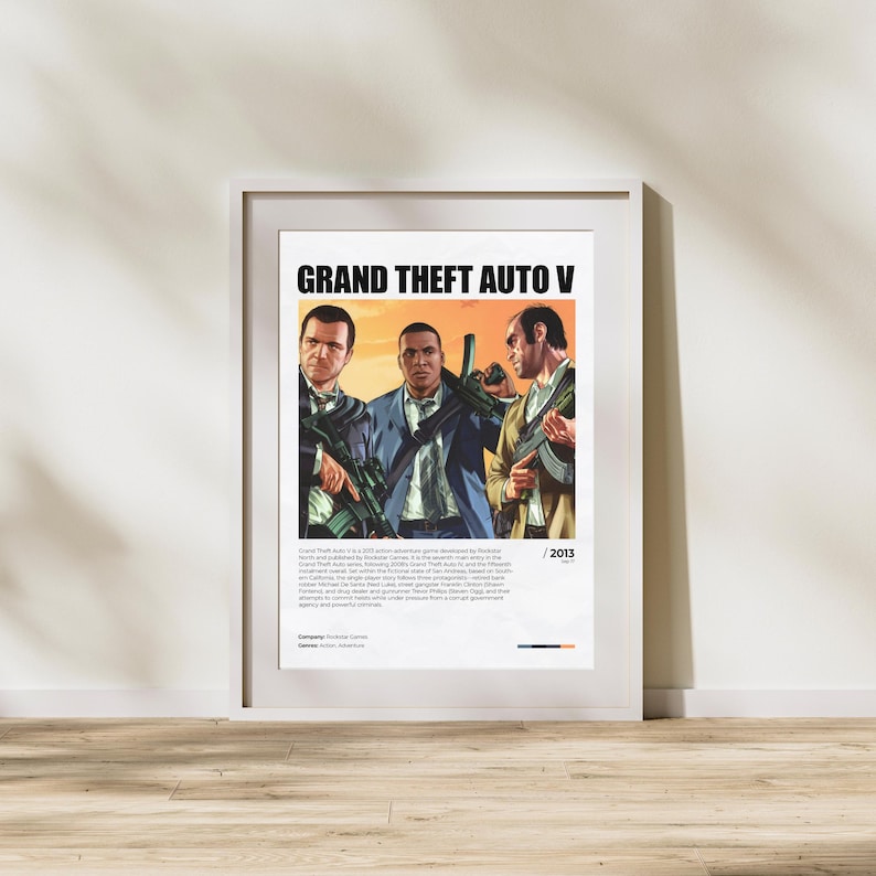 Printable GTA 5 Poster, Grand Theft Auto Poster, GTA Gaming Poster, GTA ...