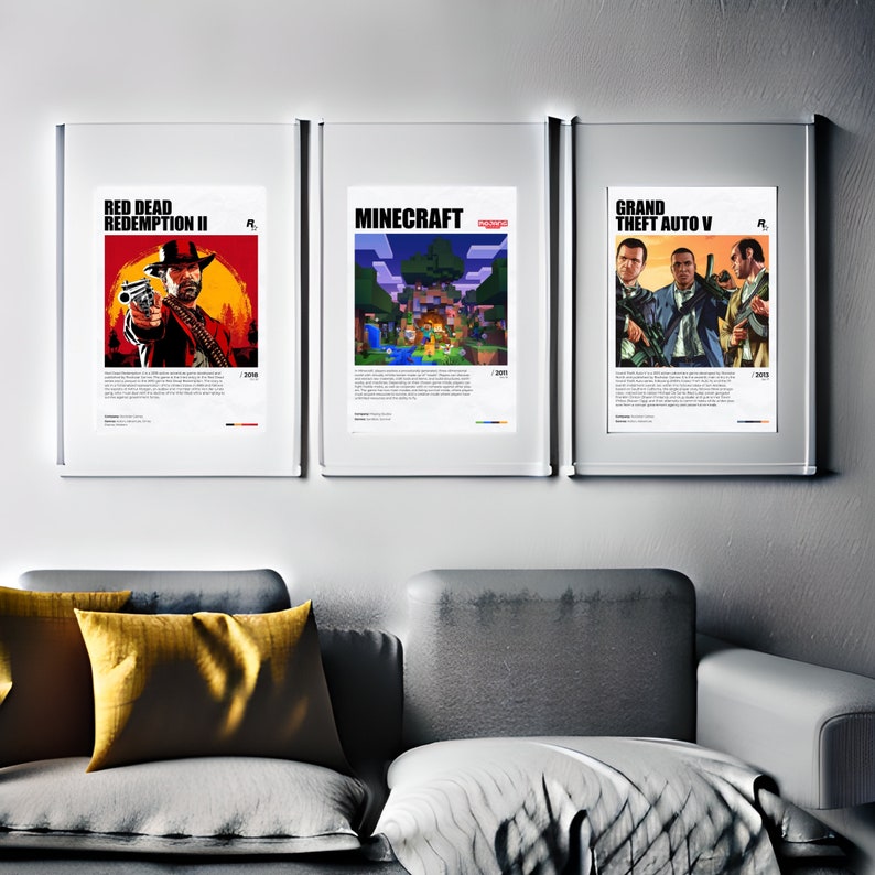 Custom Set of 3 Gaming Posters, Printable Gaming Poster, Set of 3 Art ...