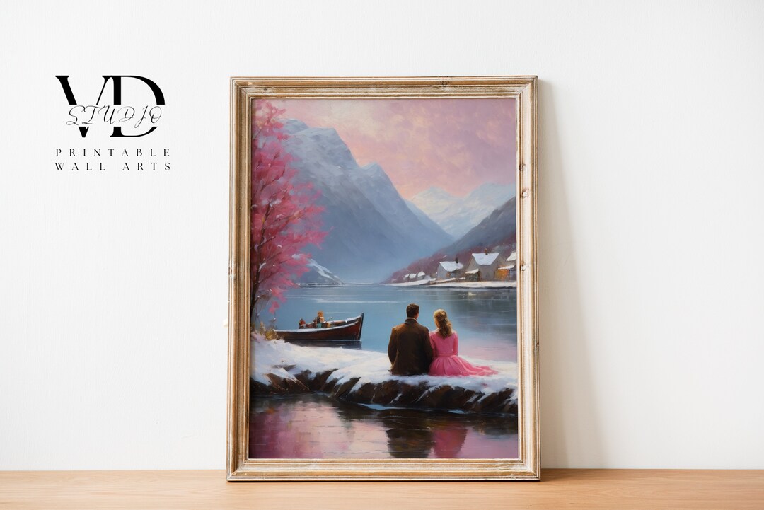Romantic Couple Art Print: Vintage-inspired Valentine's Day Decor ...