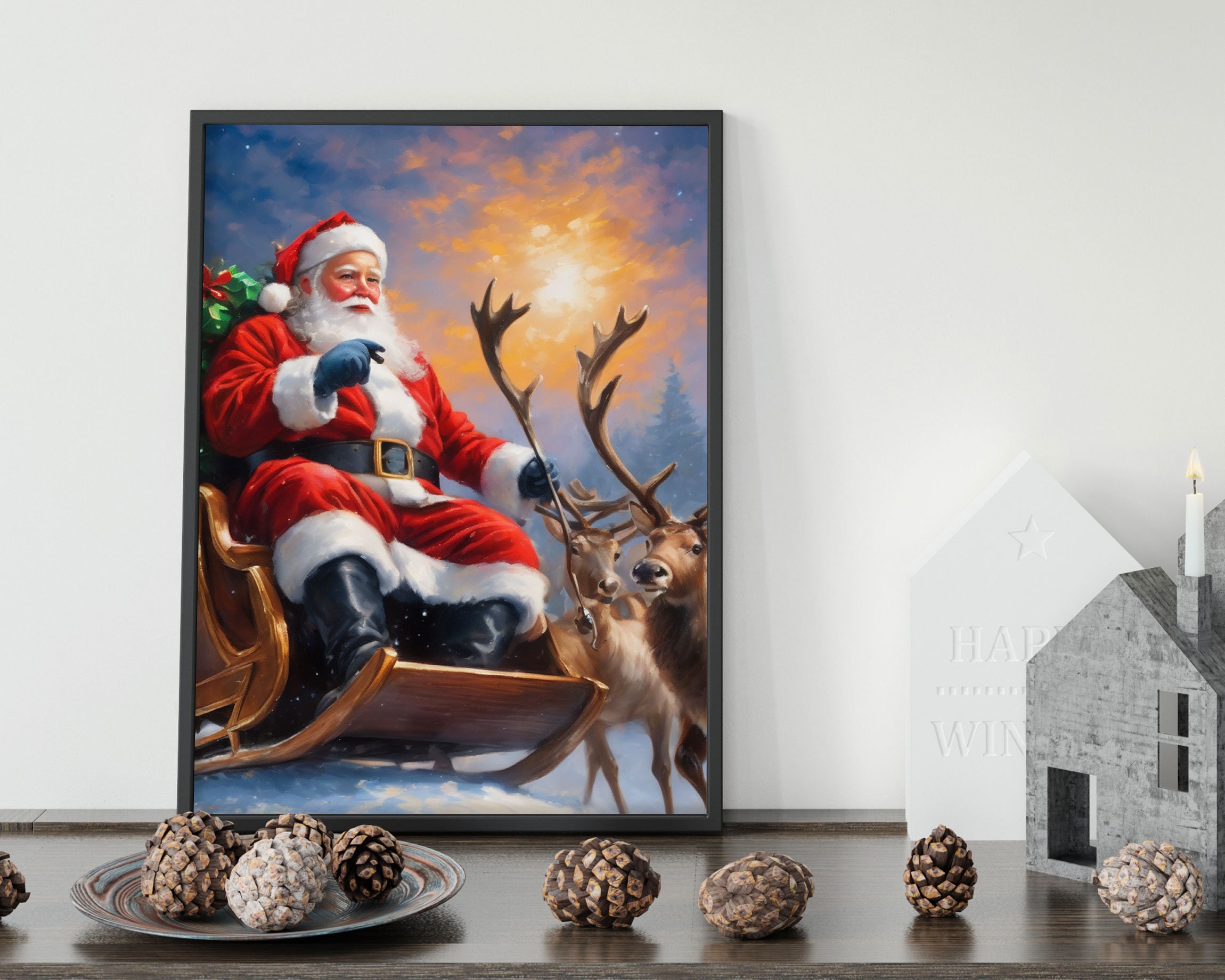 Printable Christmas Wall Art Santa Print Christmas Decor - Etsy