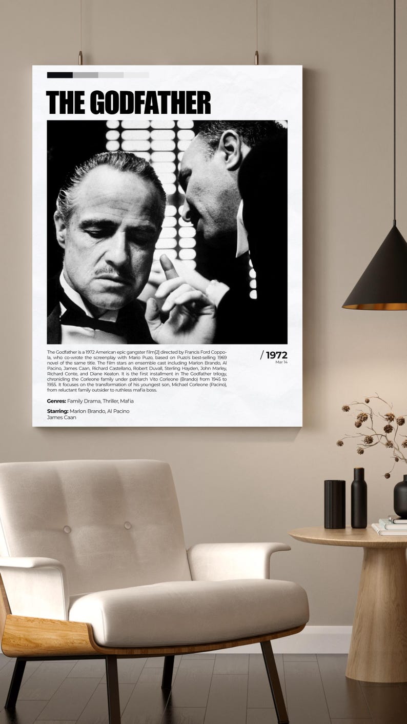 Printable the Godfather Poster, the Godfather Wall Decor, the Godfather ...