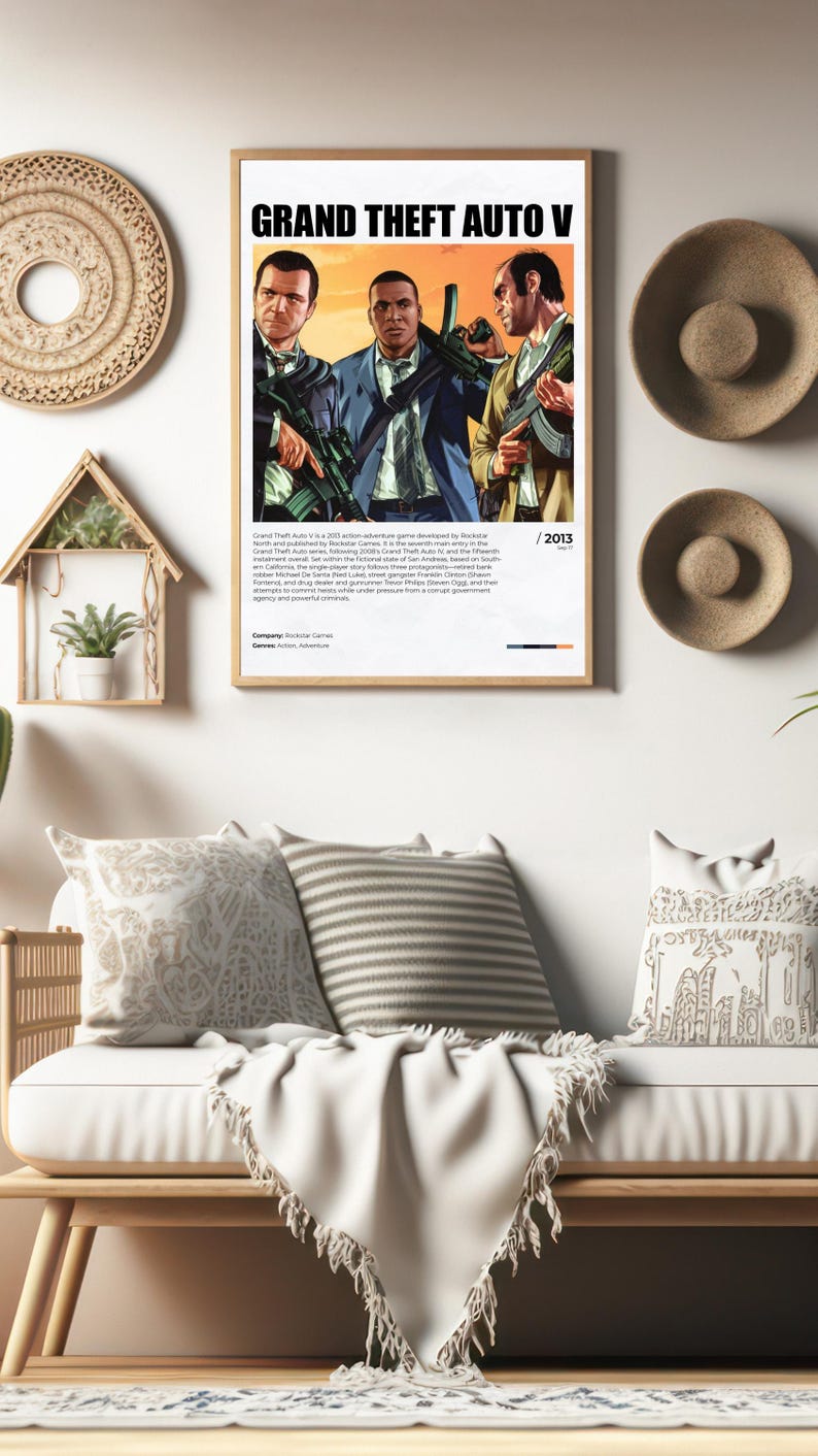 Printable GTA 5 Poster, Grand Theft Auto Poster, GTA Gaming Poster, GTA ...