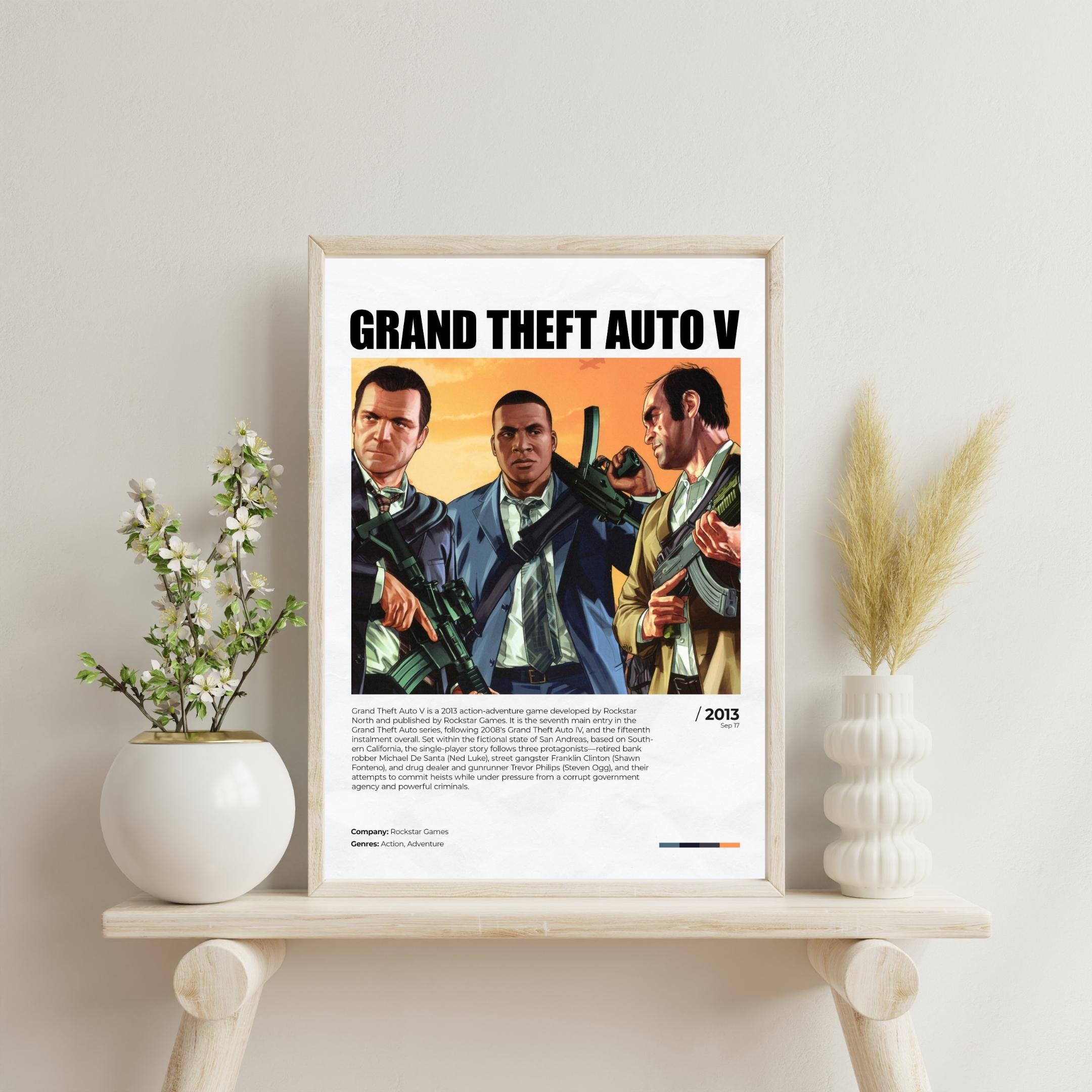 Printable GTA 5 Poster, Grand Theft Auto Poster, GTA Gaming Poster, GTA ...