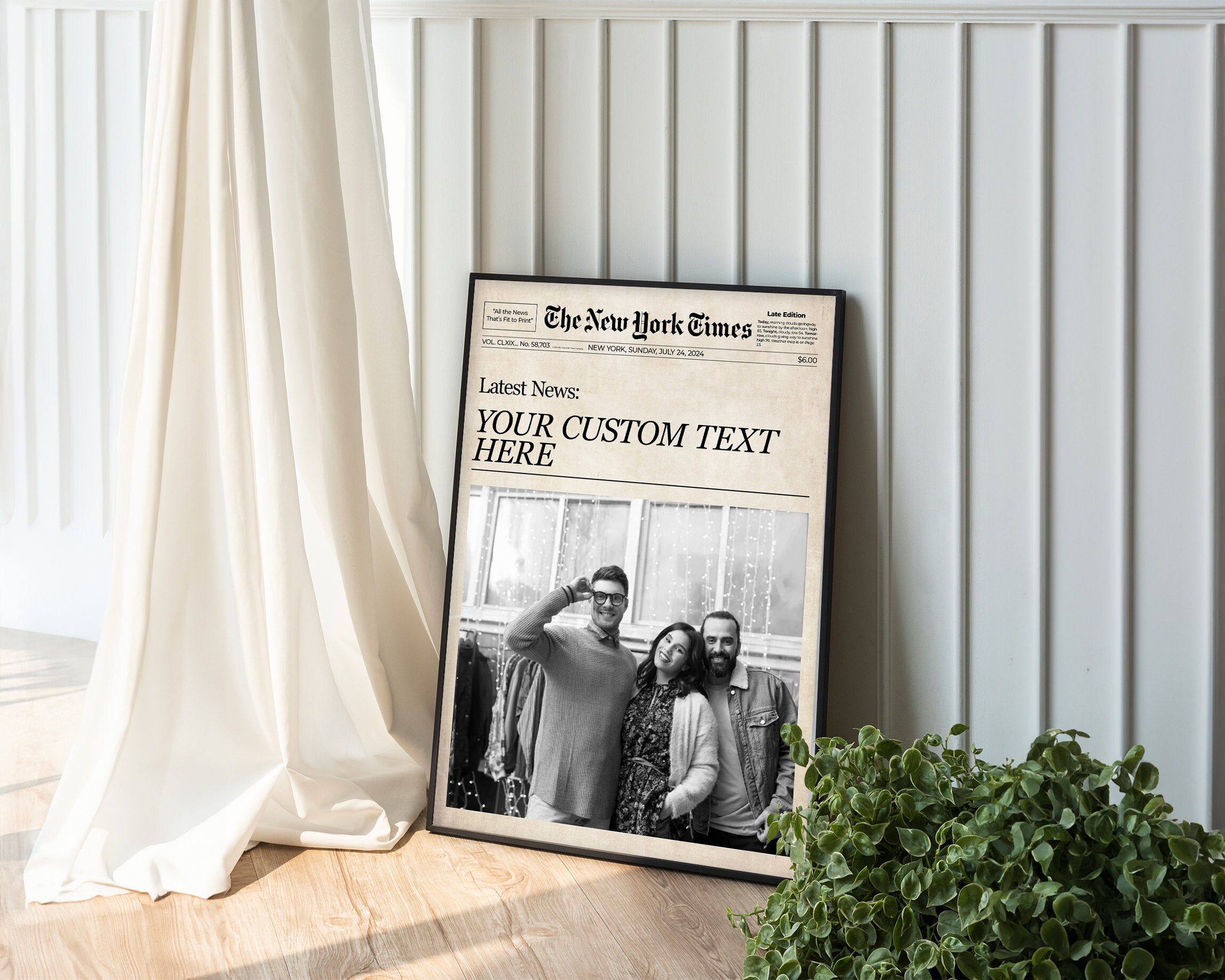 Custom Newspaper Print, Personalized New York Newspaper Wall Art ...