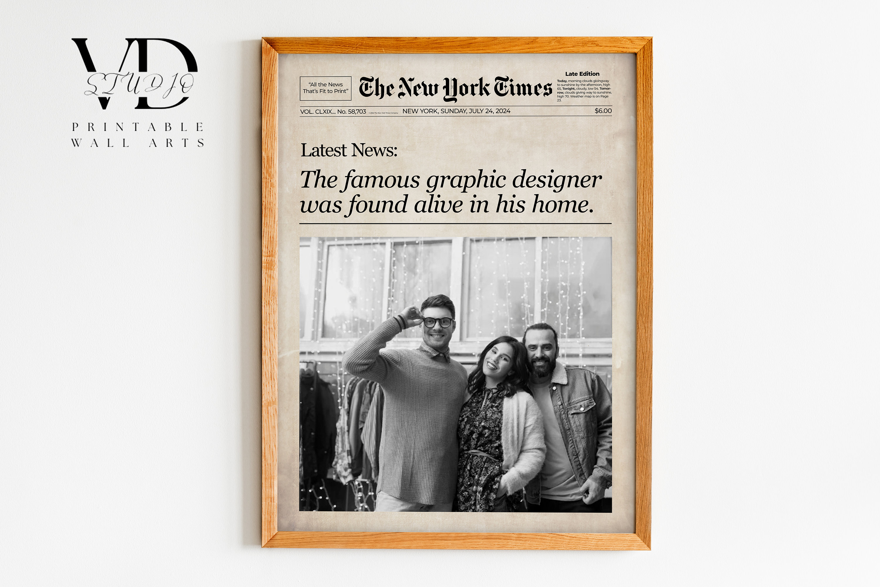 Custom Newspaper Print, Personalized New York Newspaper Wall Art ...