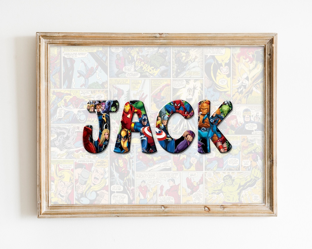 Custom Superhero Name Wall Art, Superhero Character Poster, Superhero ...
