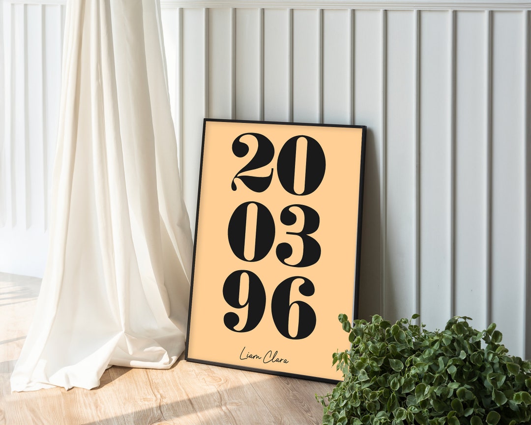 Custom Anniversary Date Art, Personalized Date Wall Art, Valentine's ...