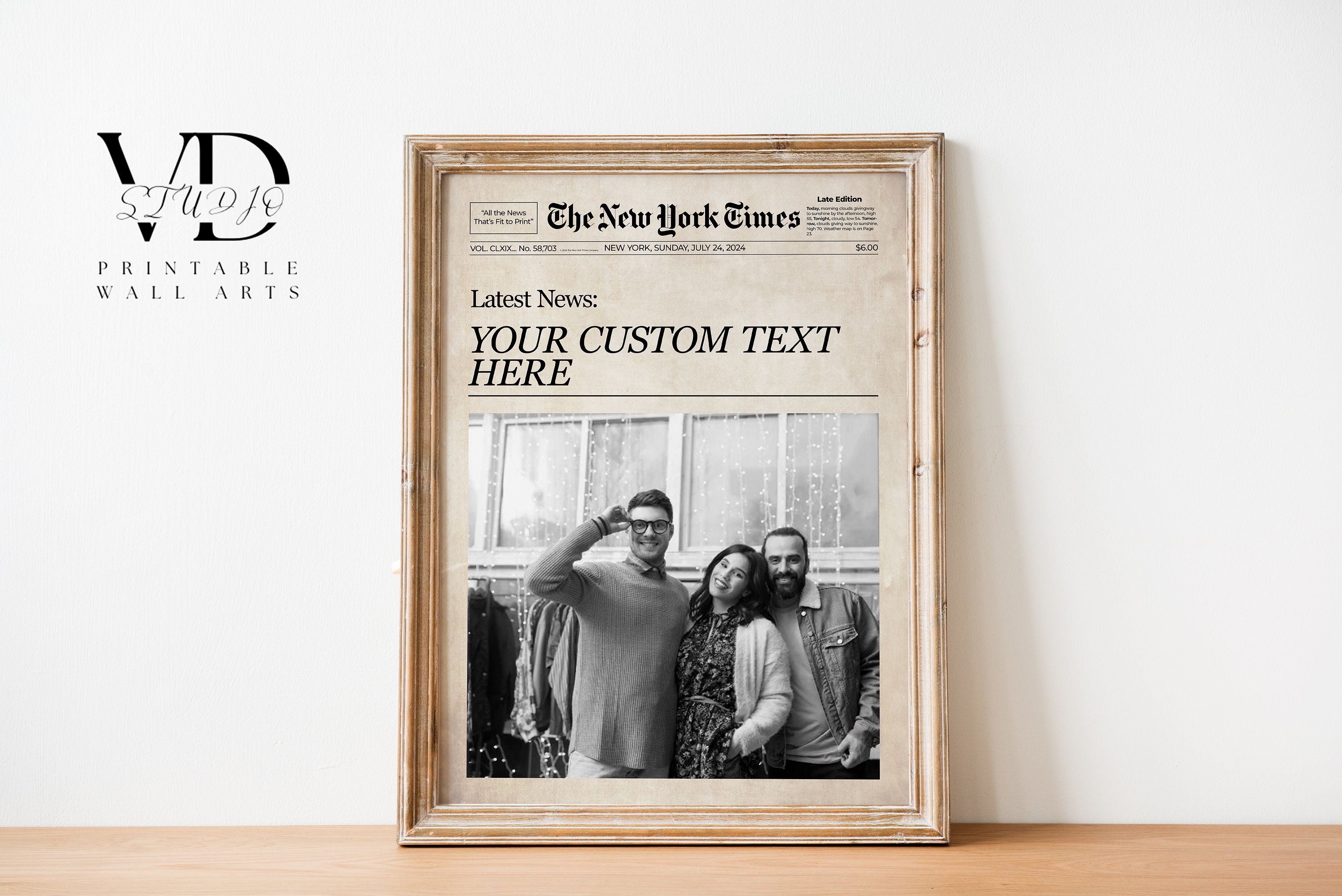 Custom Newspaper Print, Personalized New York Newspaper Wall Art ...