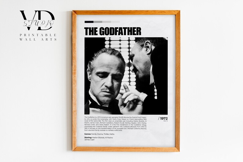 Printable the Godfather Poster, the Godfather Wall Decor, the Godfather ...