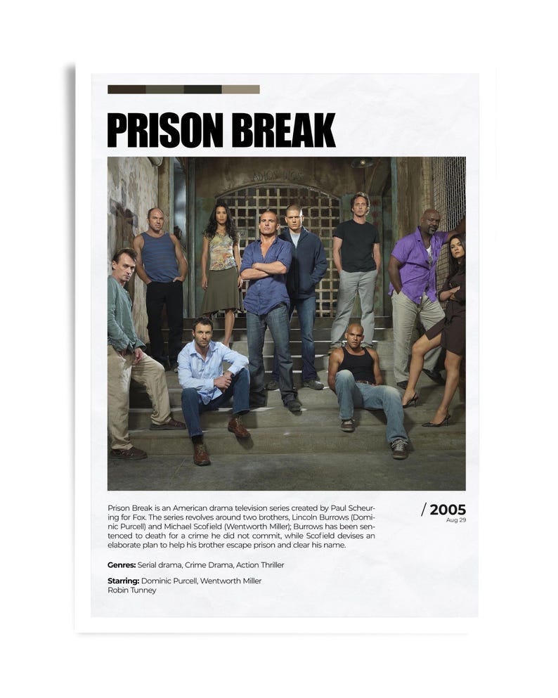 Printable Prison Break Poster, Prison Break Wall Decor,prison Break ...