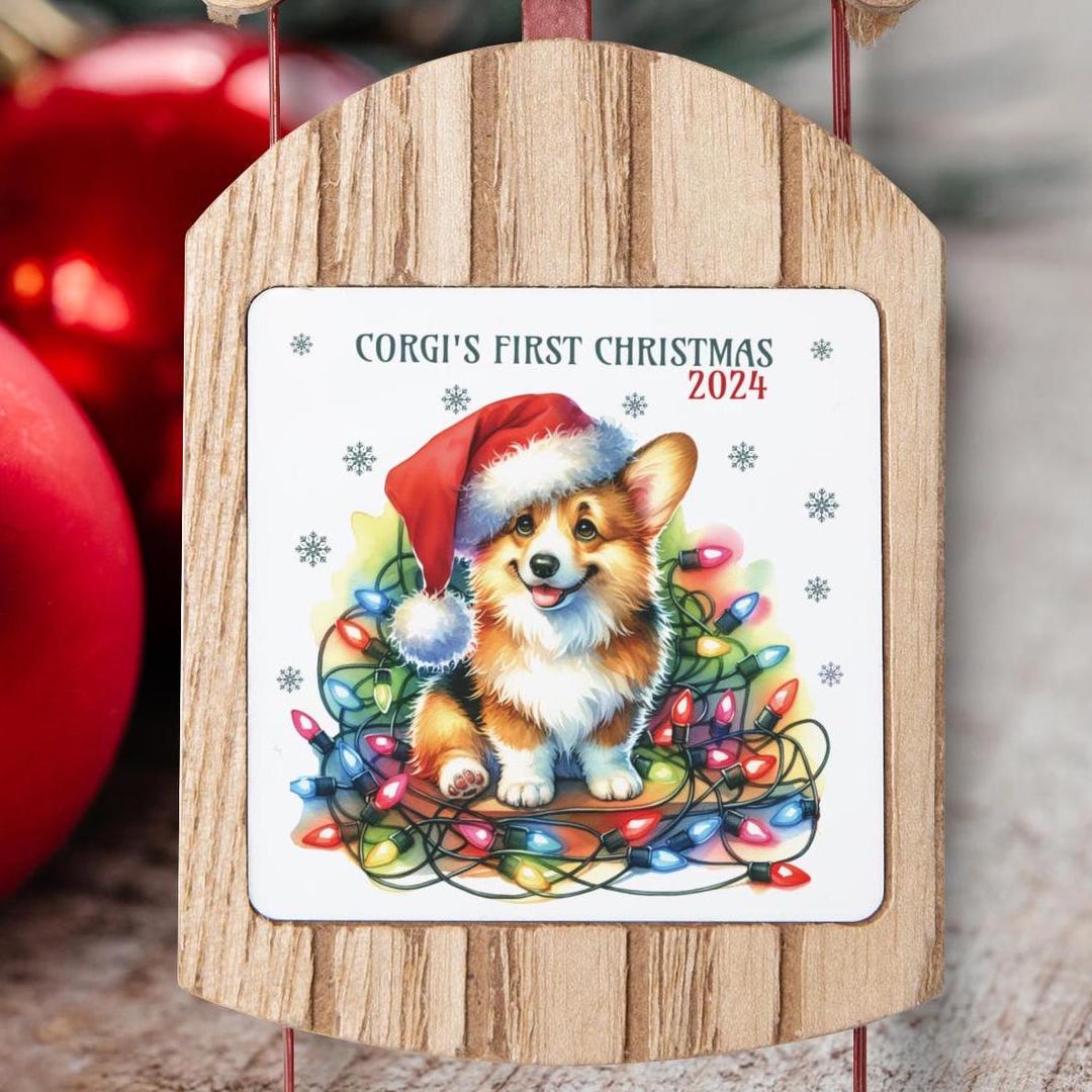 Personalized Vintage Sled Corgi First Christmas Ornament – Custom Dog ...