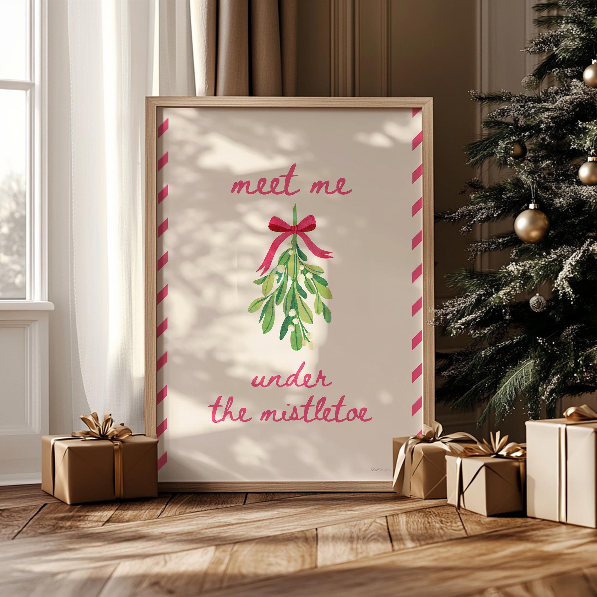 Meet Me Under the Mistletoe Wall Art, Christmas Digital Print ...