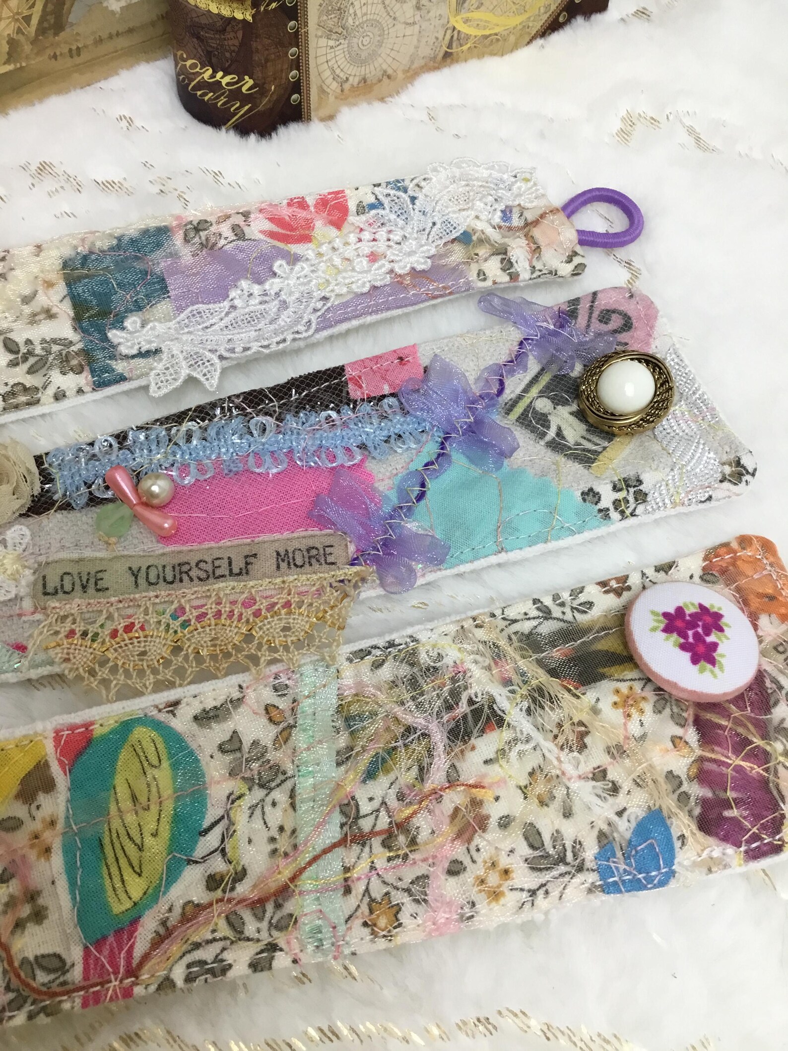 Shabby Chic Cuffs, Bracelets, Chic, Embroidery, Buttoned Cuff, Lace ...