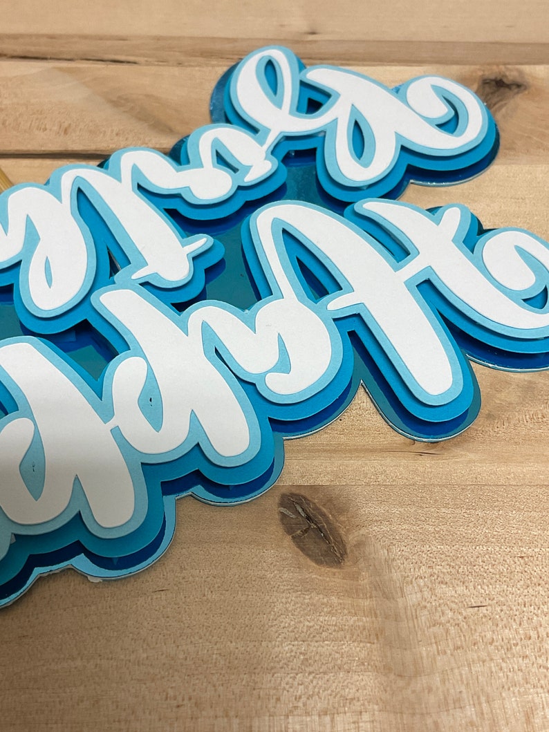 3D Cake Topper, Cake Topper, Happy Birthday Topper, Blue Cake Topper ...