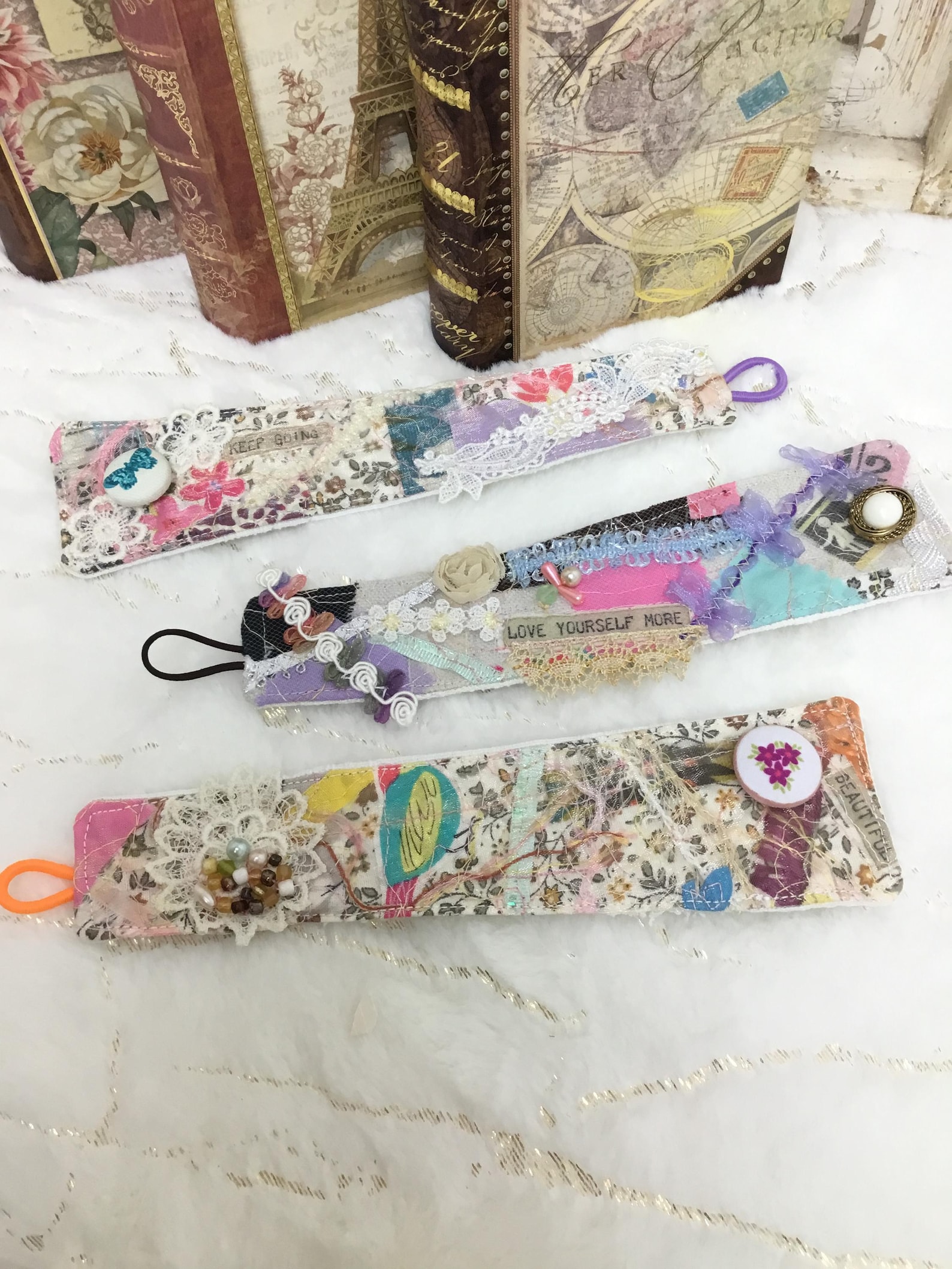 Shabby Chic Cuffs, Bracelets, Chic, Embroidery, Buttoned Cuff, Lace ...