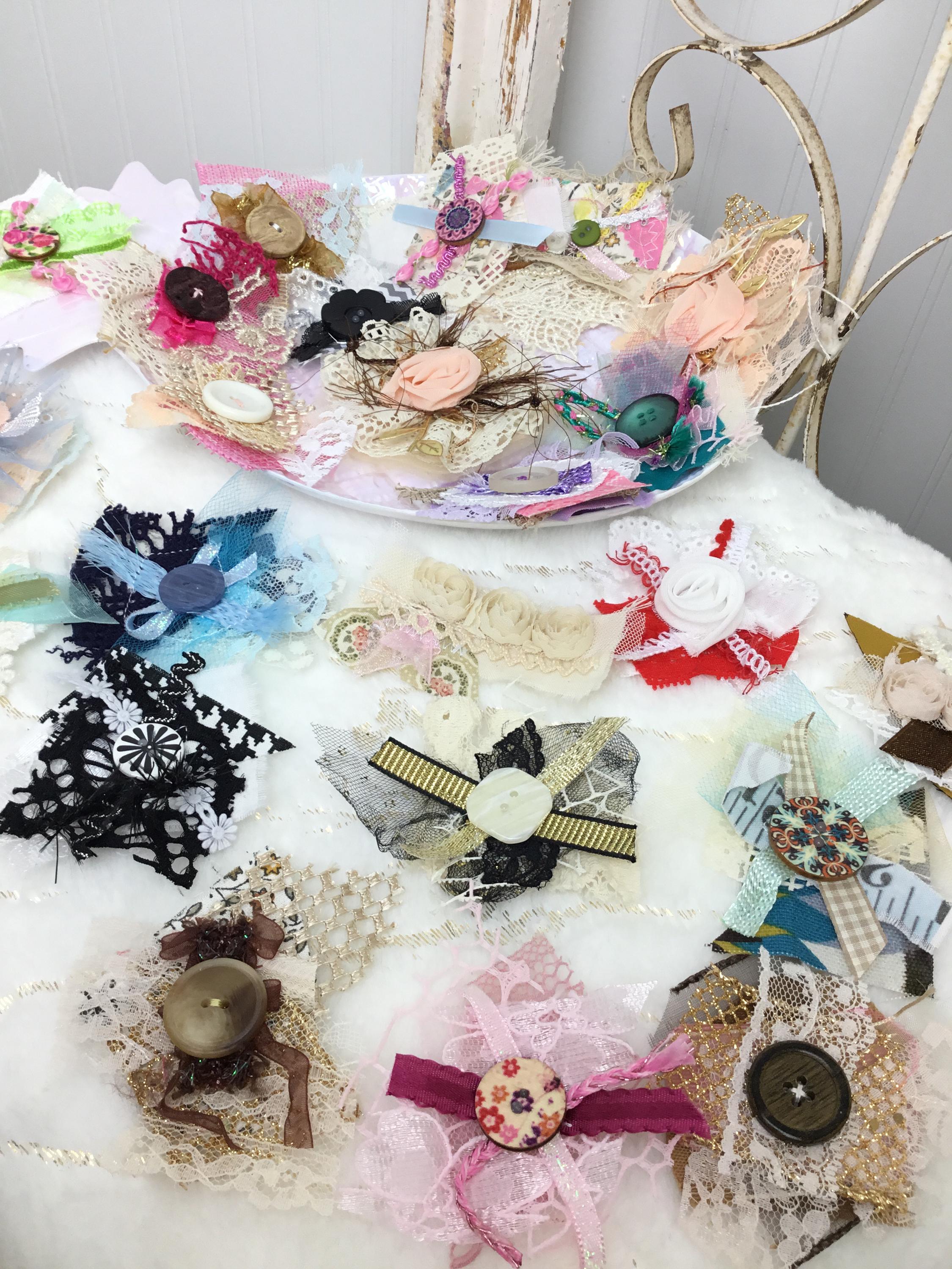 Shabby, Chic, Vintage, Fabric Clusters, Ephemera, Scrapbooking, Junk ...