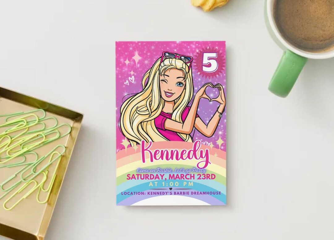 Customized Barbie Birthday Invitation – Personalized Digital Download ...