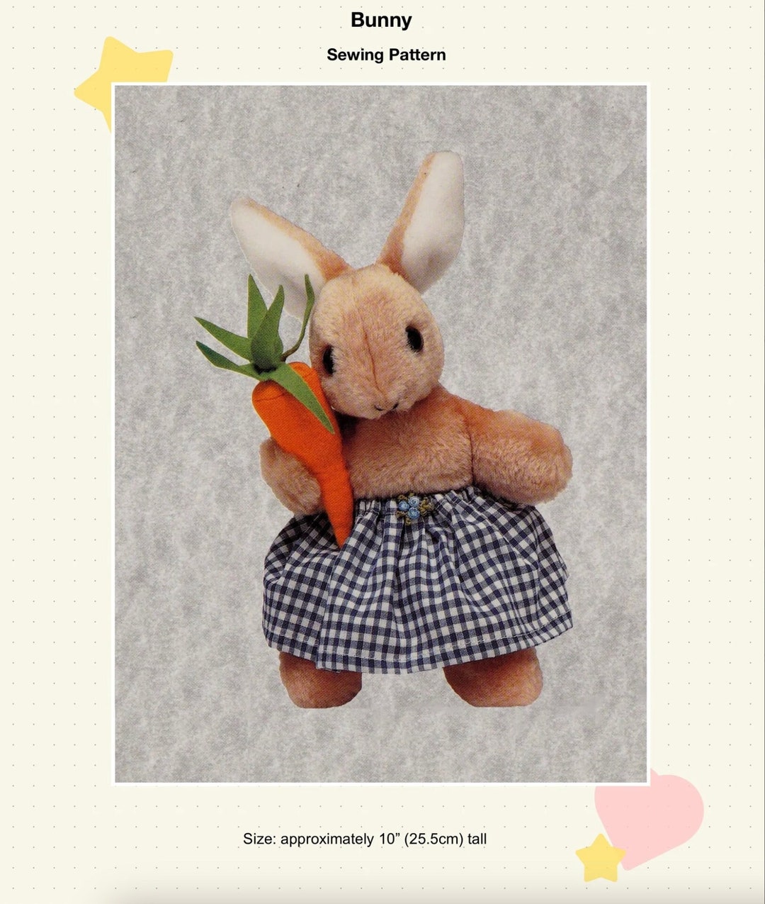 Bunny Rabbit Stuffed Toy Sewing Pattern, Tutorial DIY Plushie Toy ...