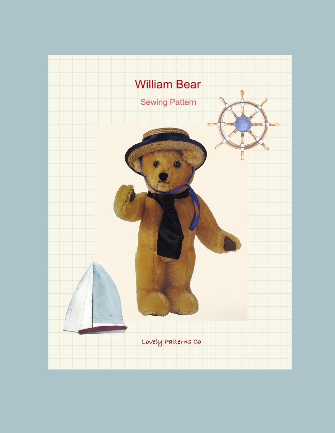 Vintage William Bear Sewing Pattern, Stuffed Animal Plush Toy (PDF) - Etsy