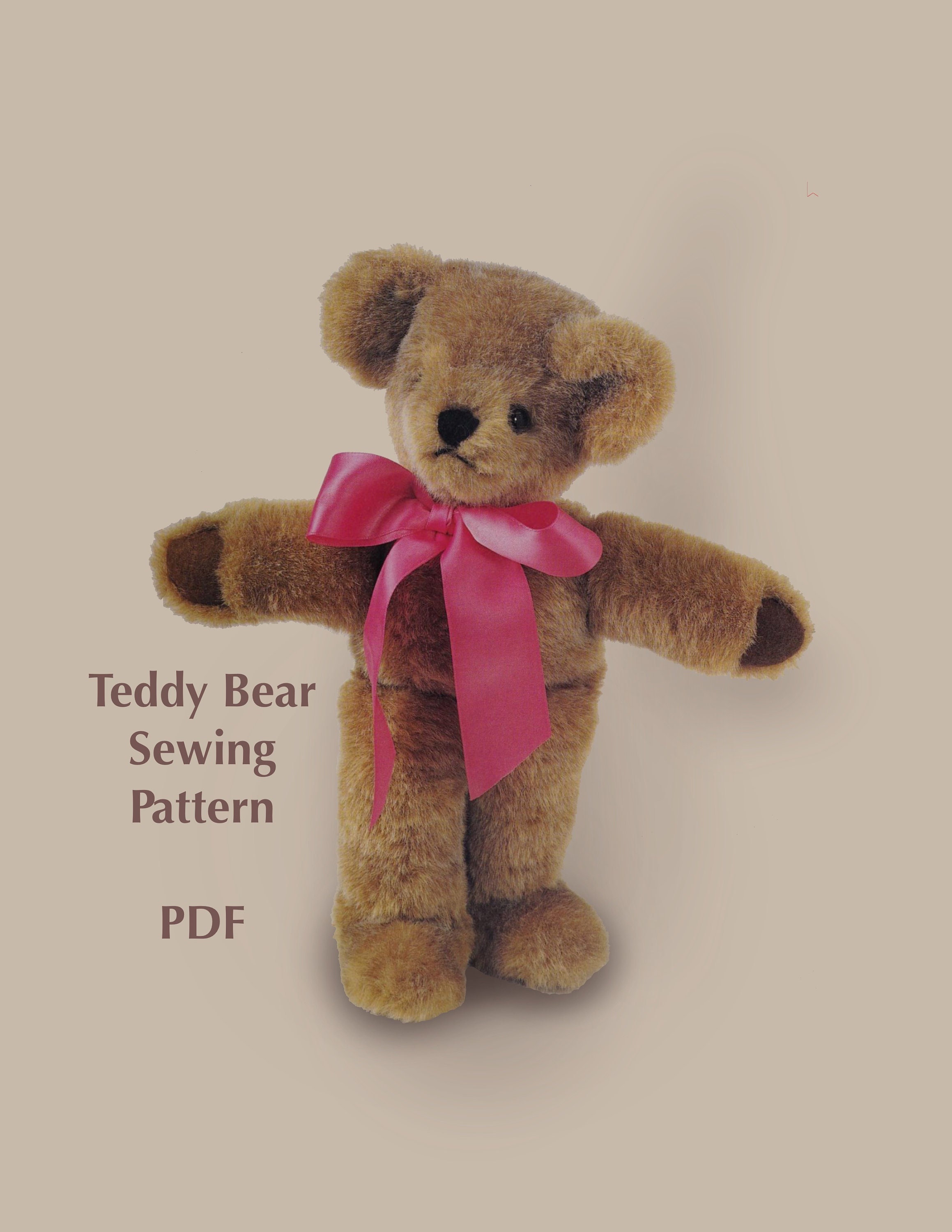Vintage Teddy Bear PDF Sewing Pattern Stuffed Animal DIY Plush Toy ...