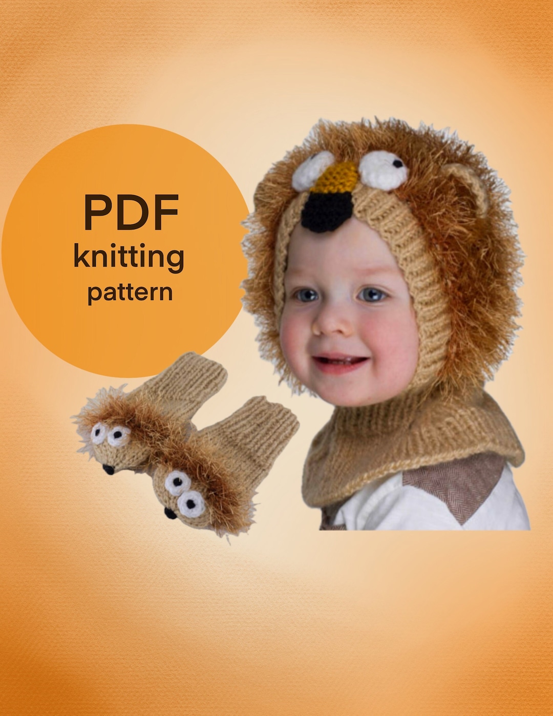 Lion Hat Knitting Pattern, Toddler Balaclava Hat, Baby Animal Hat Pdf ...