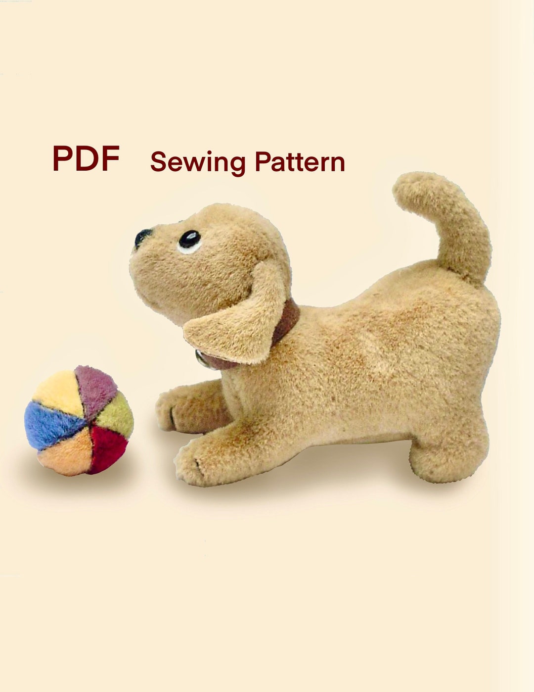 Little Puppy PDF Sewing Pattern Stuffed Dog Plushy Toy Sewing Tutorial ...