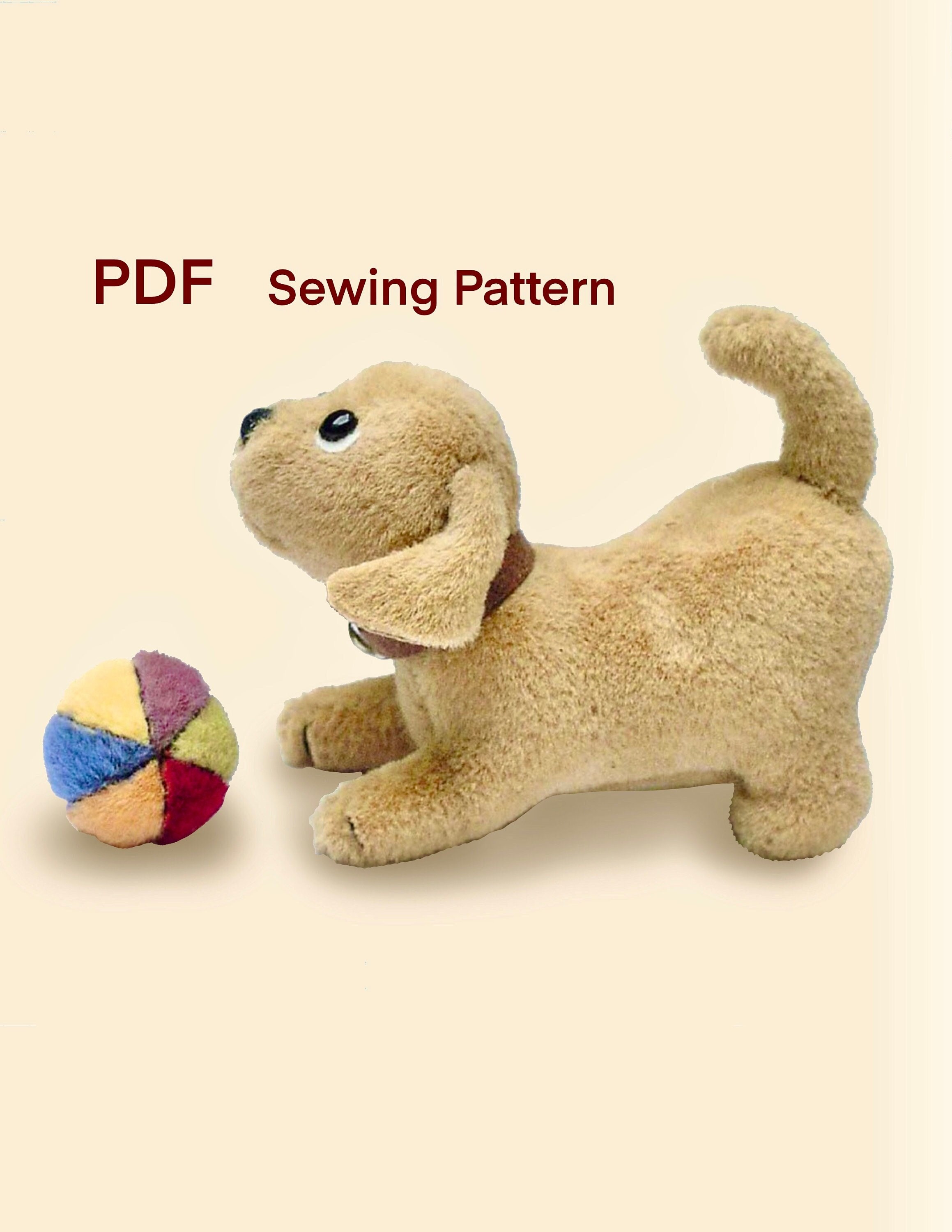 Little Puppy PDF Sewing Pattern Stuffed Dog Plushy Toy Sewing Tutorial ...