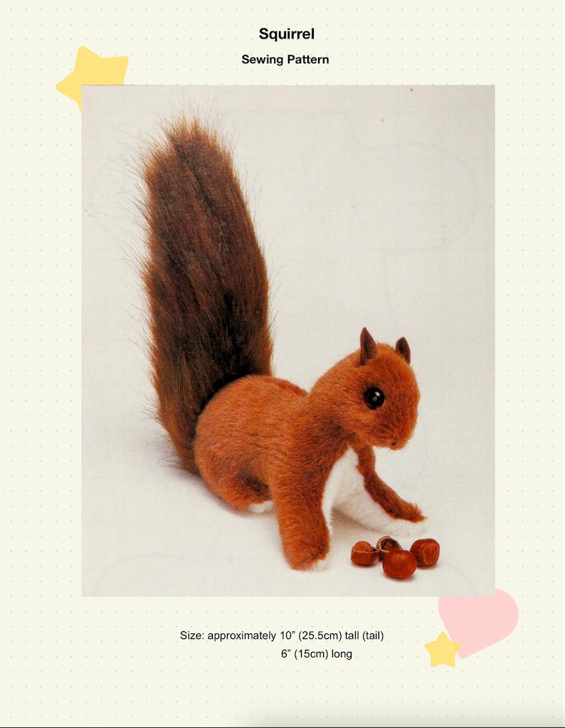 Squirrel Stuffed Toy Sewing Pattern, Tutorial DIY Plushie Toy Animal - Etsy
