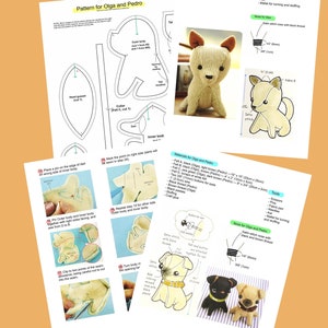 Puppy Plush Toy Sewing Pattern: Chihuahua, Pug, Bull Terrier, Jack ...