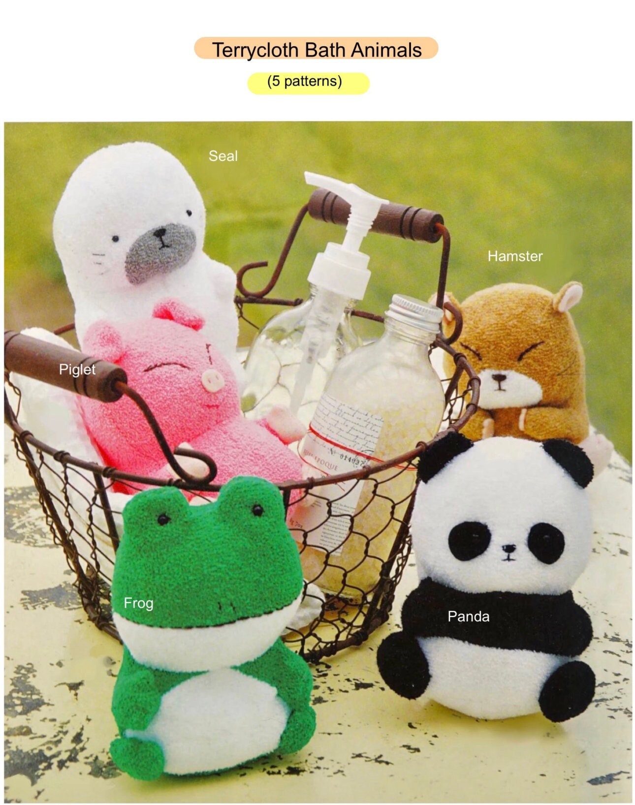 5 Cute Animals Hamster, Piglet, Seal, Panda, Frog PDF Sewing Pattern ...